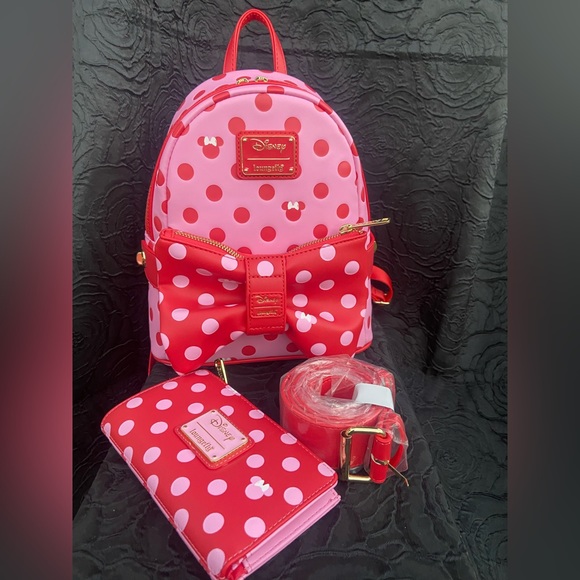 Loungefly | Bags | Loungefly Pink Mini Mouse Back Packfanny Pack Set ...